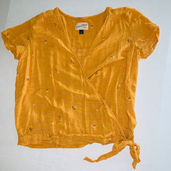 Universal Thread | Tops | Universal Thread Mustard Yellow Wrap Blouse ...